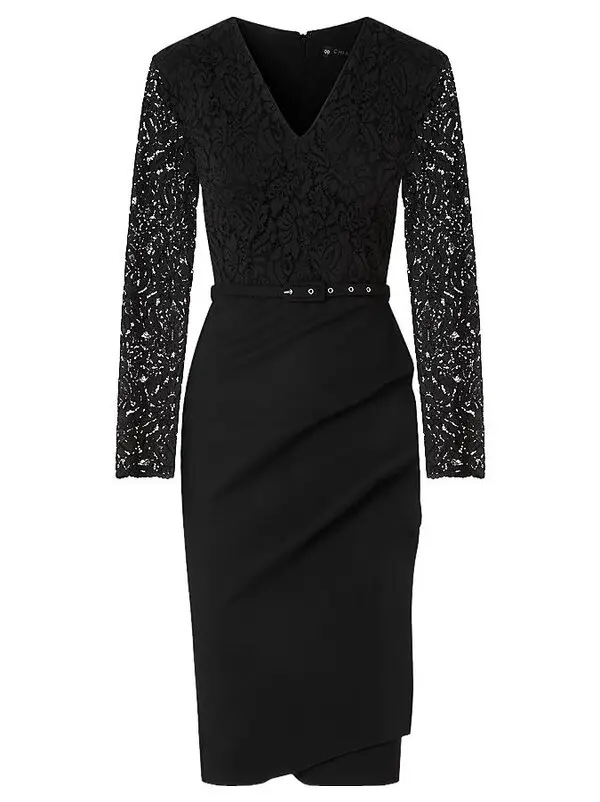 Chiara Boni La Petite Robe Maode Lace Bodice V Neck Dress - Black