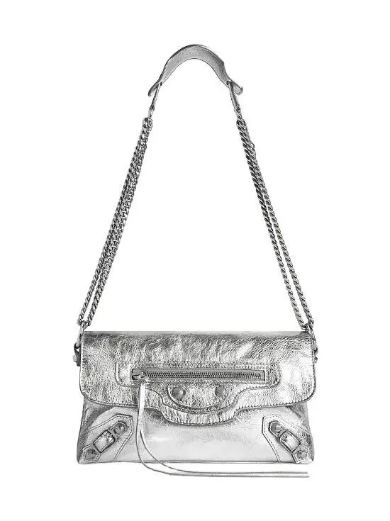 Balenciaga Le City Clutch With Chain - Silver