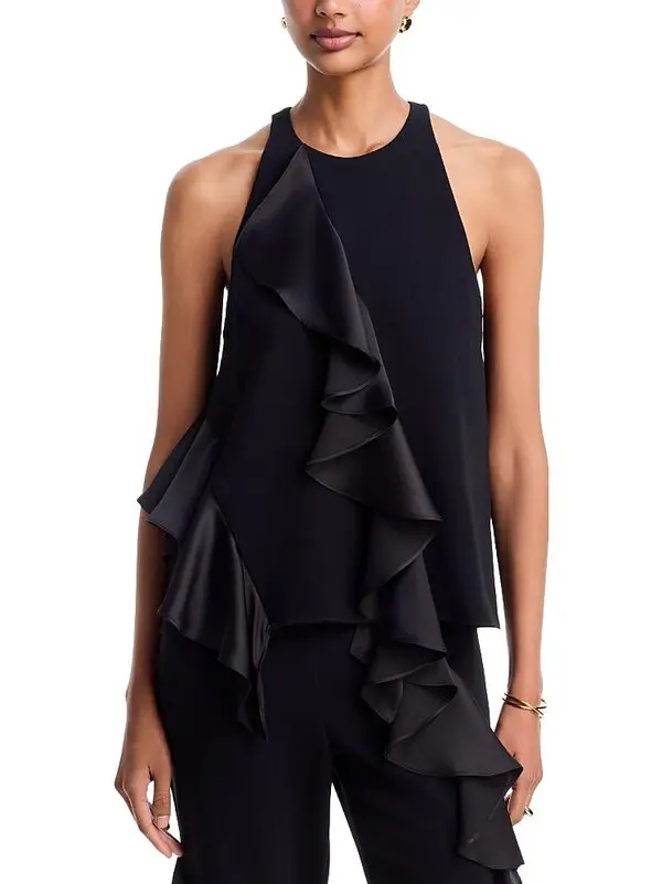 Cinq À Sept Vivia Ruffled Sleeveless Blouse - Black