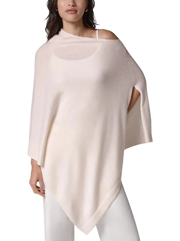 DONNA KARAN WEEKEND Wool & Cashmere Asymmetrical Poncho Sweater - Cream