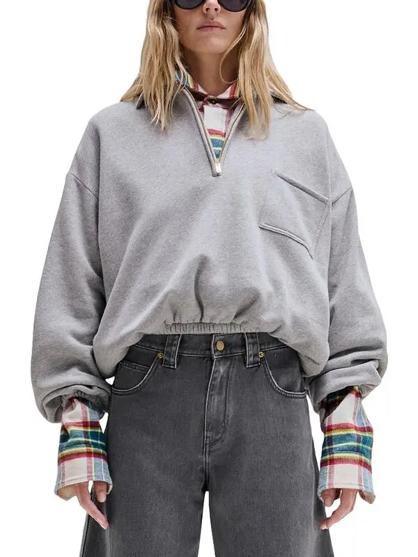 DARKPARK Alva Cropped Cotton Sweatshirt - Grey
