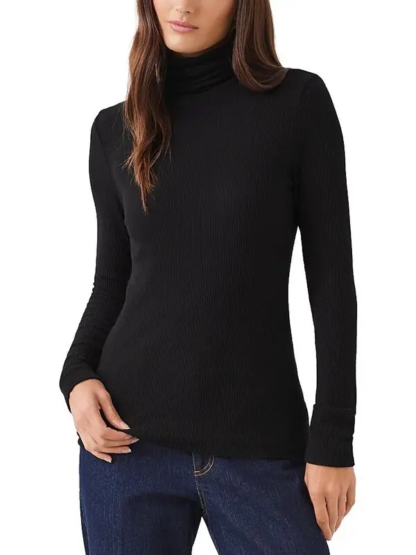 Karen Kane Ribbed Long Sleeve Turtleneck Top - Black