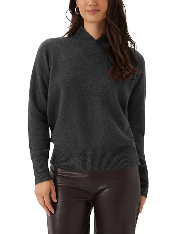 Karen Kane Shawl Collar Drop Sleeve Pullover Sweater - Black