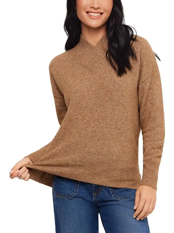 Karen Kane Shawl Collar Drop Sleeve Pullover Sweater - Camel