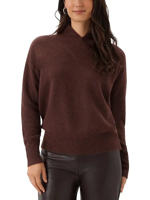 Karen Kane Shawl Collar Drop Sleeve Pullover Sweater - Chocolate