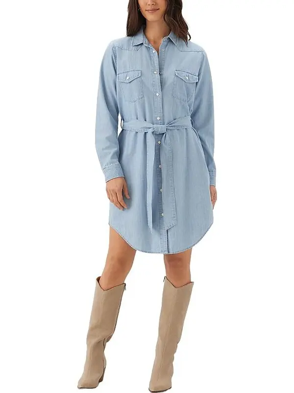 Karen Kane Western Belted Shirtdress - Denim