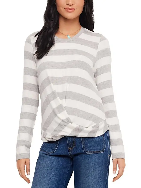 Karen Kane Striped Long Sleeve Drape Front Top - Stripe