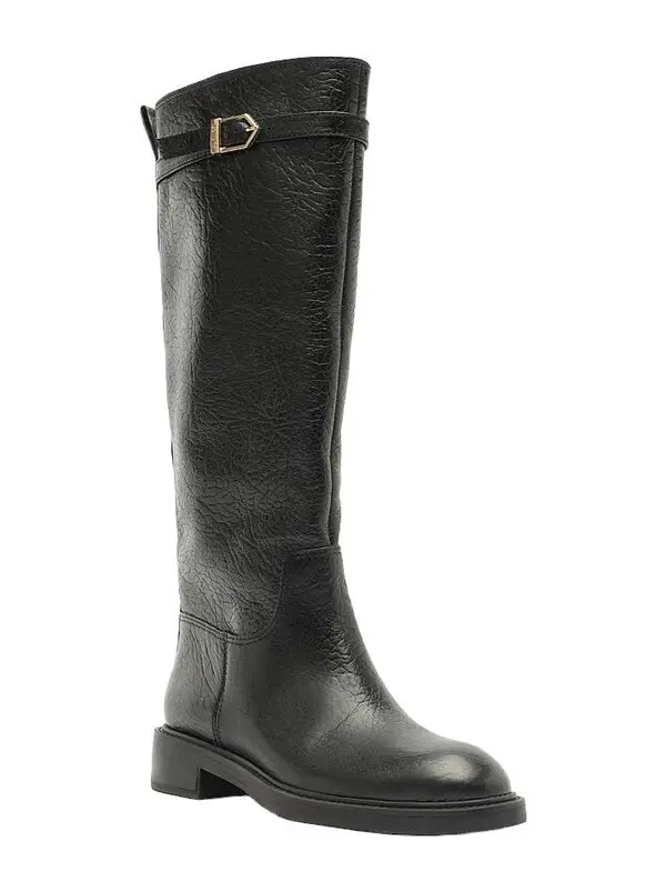 Schutz Bianca Leather Knee High Boots - Black