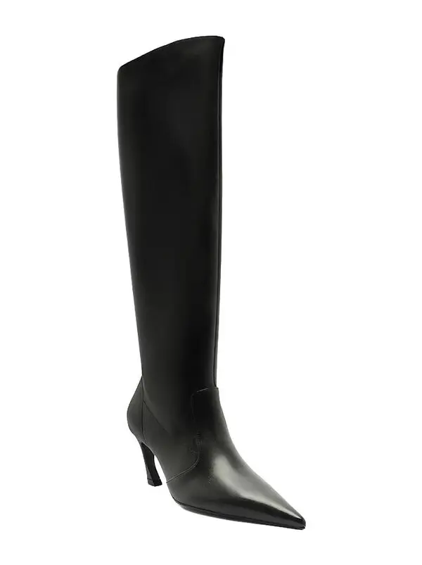 Schutz Lexi Mid Slouch Pointed Toe Boots - Black