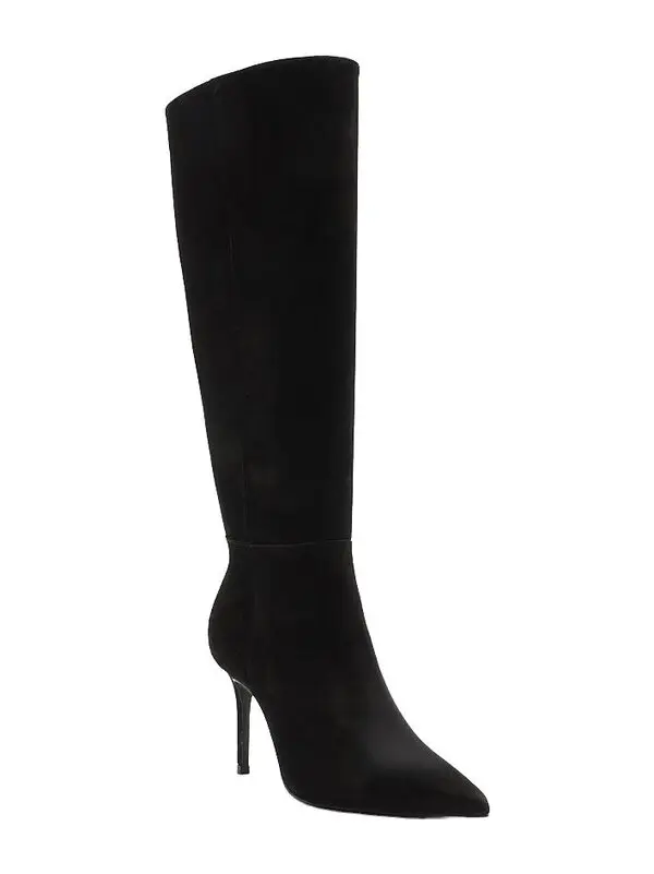 Schutz Mikki Up Nubuck Knee High Boots - Black