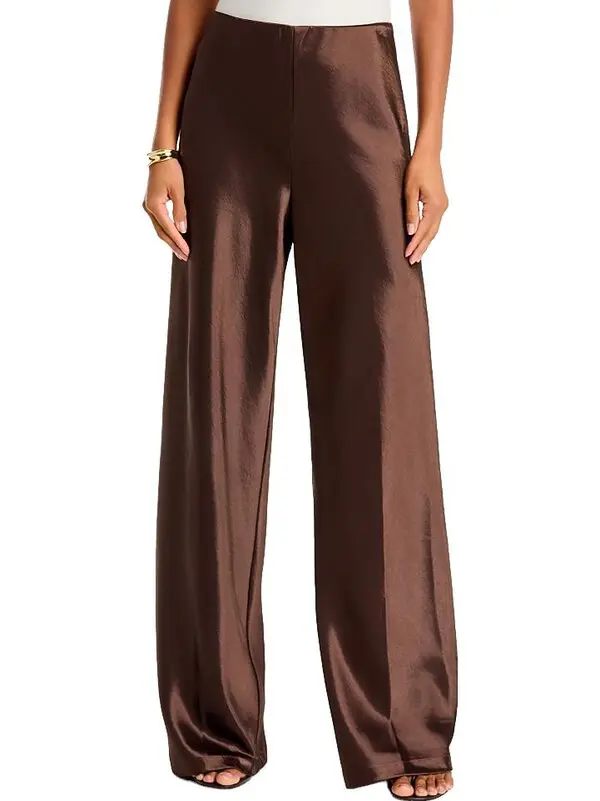 LUCY PARIS Satin Bias Trousers - Brown