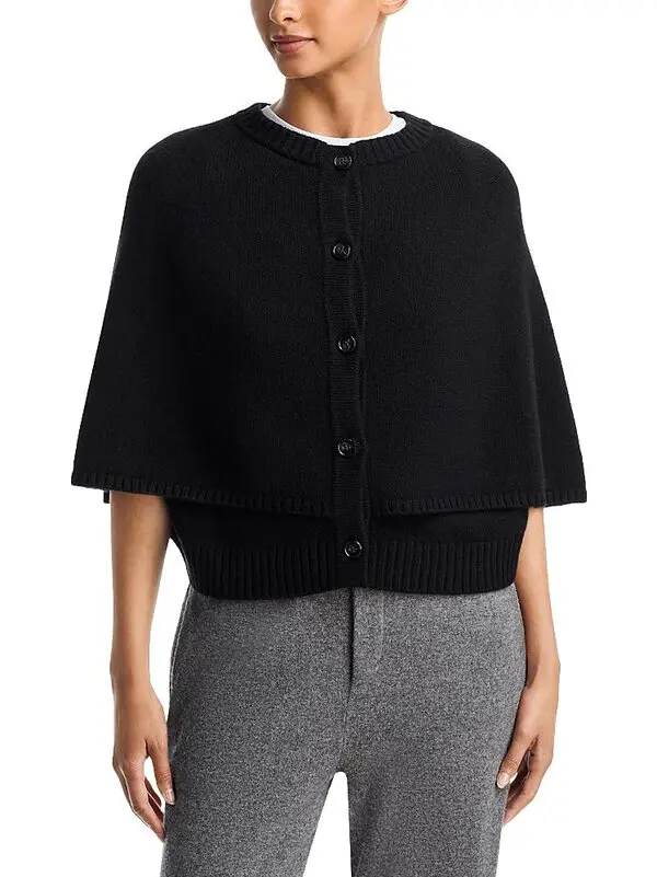 LISA YANG Quinnie Cashmere Button Front Cape - Black