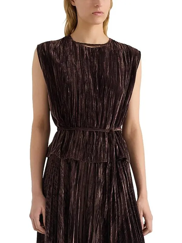 Proenza Schouler White Label Lyra Crushed Velvet Top - Coffee