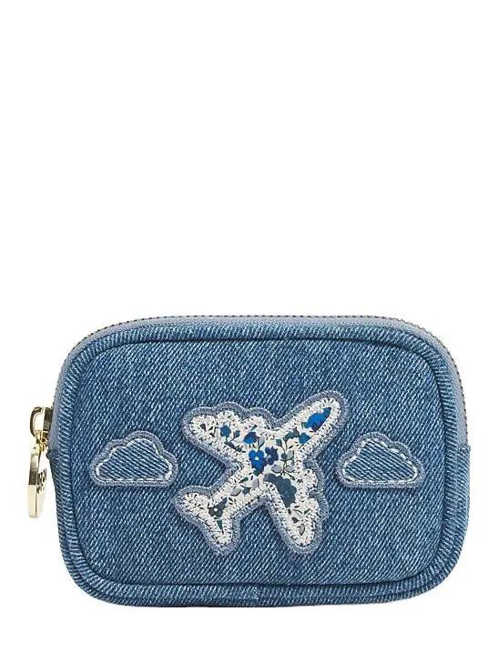 Stoney Clover Lane Liberty Fabric Airplane Patch Micro Pouch - Denim