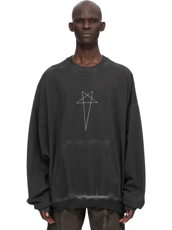 Rick Owens Stonewashed Crewneck Sweatshirt - Nero