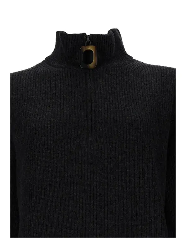 JW Anderson Ribbed Zip-front Turtleneck Sweater - Silver