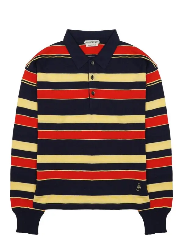JW Anderson Logo Striped Polo Sweater - Multicolour