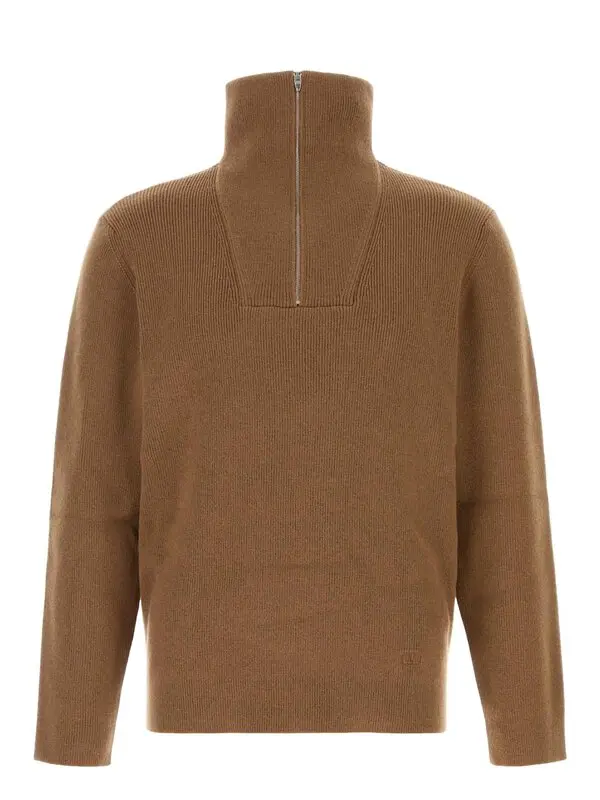 Valentino Garavani Virgin Wool Quarter Zip Pullover - Camel