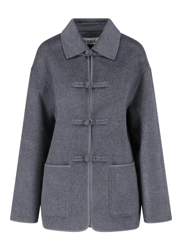 RÓHE Wool Cashmere Toggle Coat - Grey