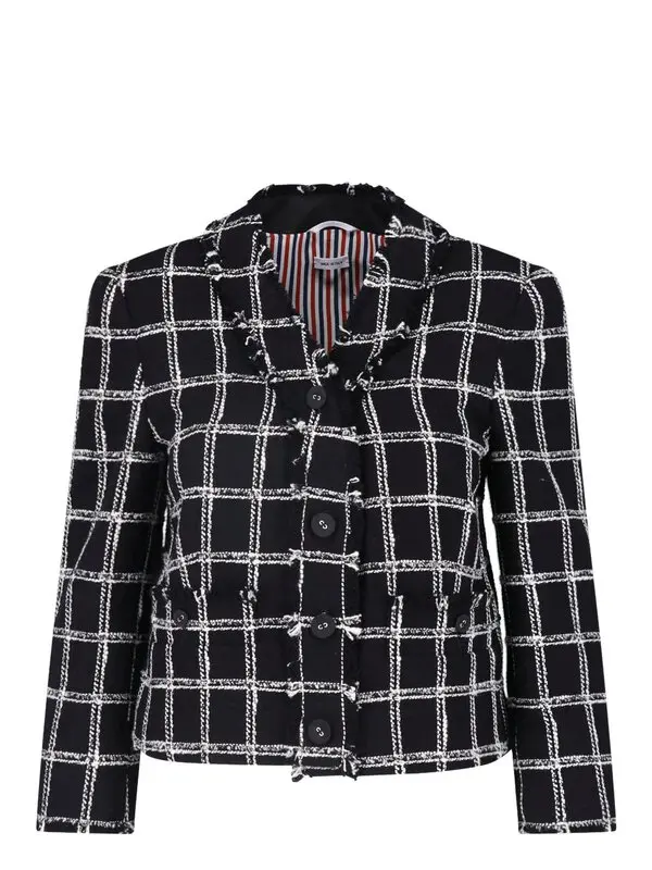 Thom Browne Structured Wool-cotton Blend Jacket For - Black