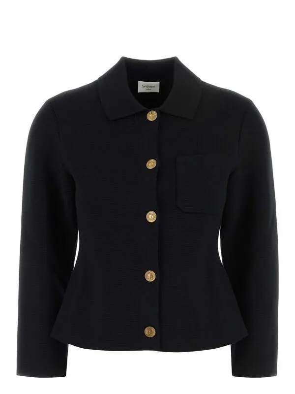 Saint Laurent 100% Wool Cardigan - Black