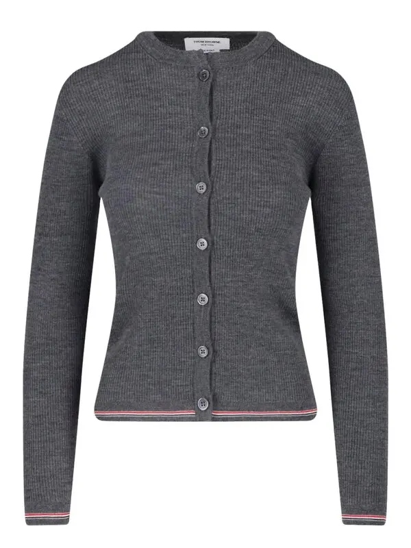 Thom Browne Ribbed Knit Button-front Cardigan - Grey