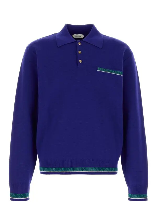 Versace Knit Sweater With Tipping Detail - Royalblue