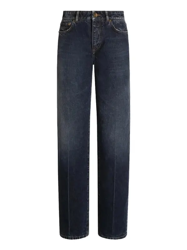 Dolce & Gabbana Classic Straight-leg Jeans With Front Button & Zip, Five-pocket Styling, Size - Blu
