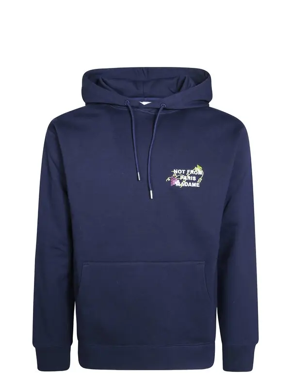 Drole De Monsieur Cotton Sweatshirt With Scripta Graphic - Blu