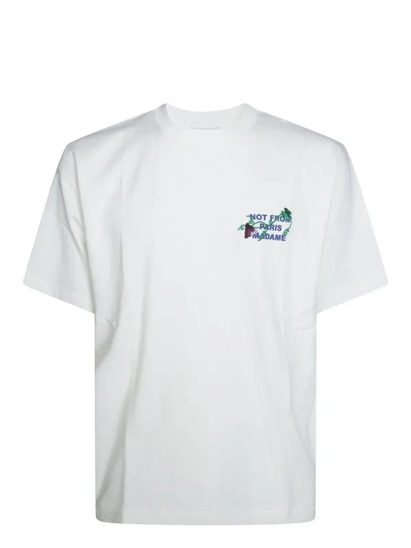 Drole De Monsieur Cotton T-shirt With Script Print - Bianco