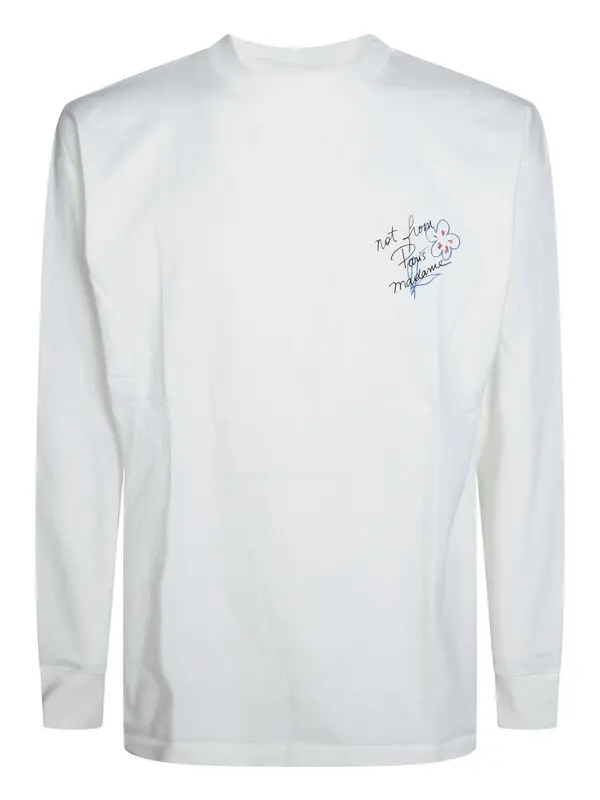 Drole De Monsieur Long Sleeve Cotton T-shirt - Bianco