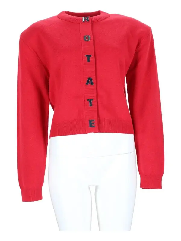 ROTATE BY BIRGER CHRISTENSEN Cropped Button-front Knit Cardigan - Red
