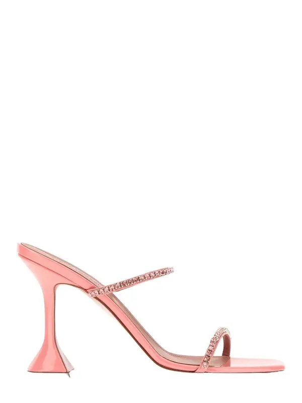 Amina Muaddi Gilda Leather Slip-on Sandal With 9.5 Cm Heel - Pink