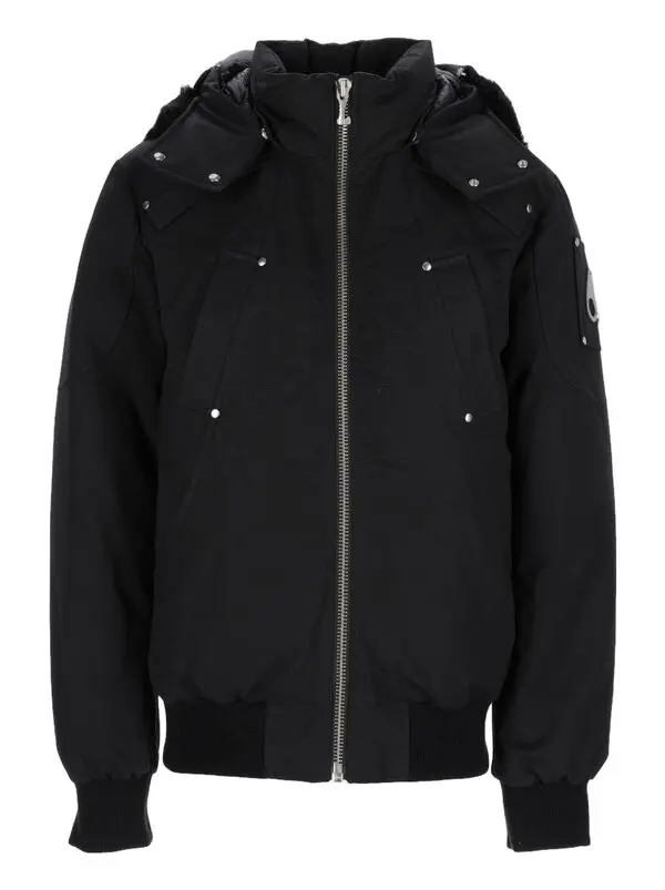 Moose Knuckles Hooded Puffer Bomber Jacket - Black
