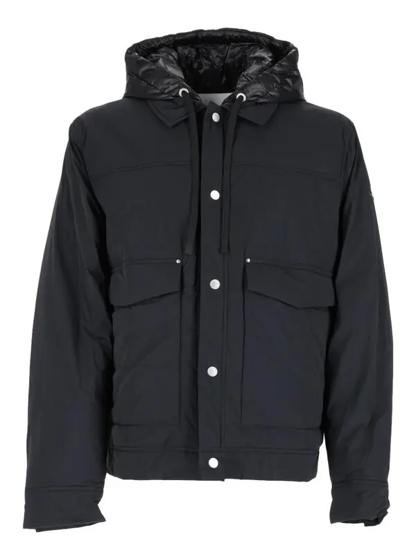 Moose Knuckles Hooded Puffer Bomber Jacket - Black