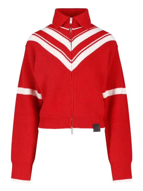 Stella McCartney Cropped Zip-up Knit Sweater - Red