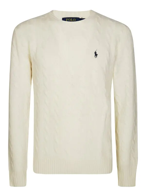 Polo Ralph Lauren Cable Knit Logo Sweater - Bianco