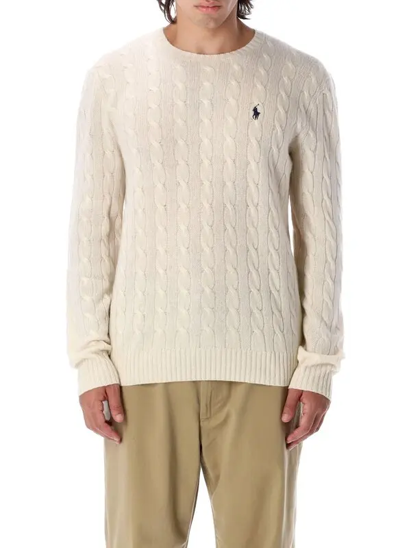 Polo Ralph Lauren Cable Knit Logo Sweater - Bianco