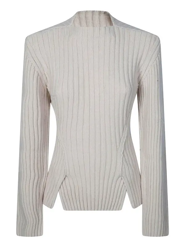 Victoria Beckham Ribbed Merino-cashmere Jumper - Beige
