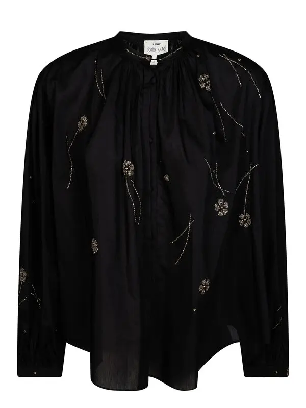 FORTE_FORTE Embroidered Sail Bohemian Shirt - Nero