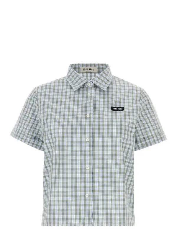 Miu Miu Embroidered Poplin Shirt - Checked