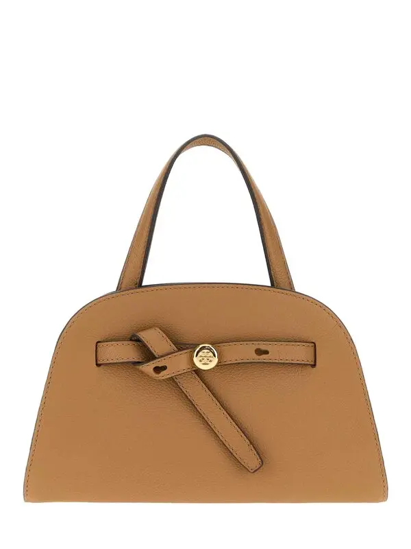 Tory Burch Biscuit Leather Mini Romy Handbag - Camel