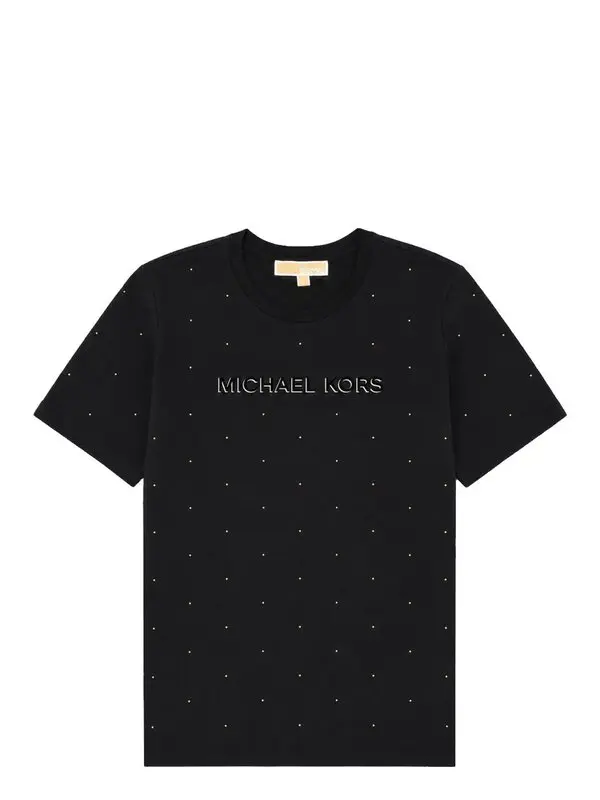 Michael Kors Studded Logo Cotton T-shirt - Black