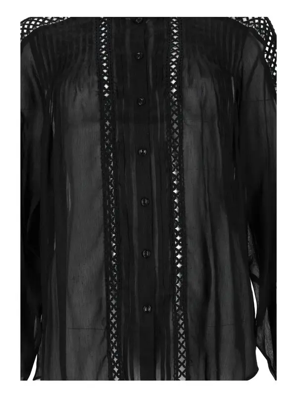 MARANT ETOILE Sheer Lace-trim Button Front Blouse - Black