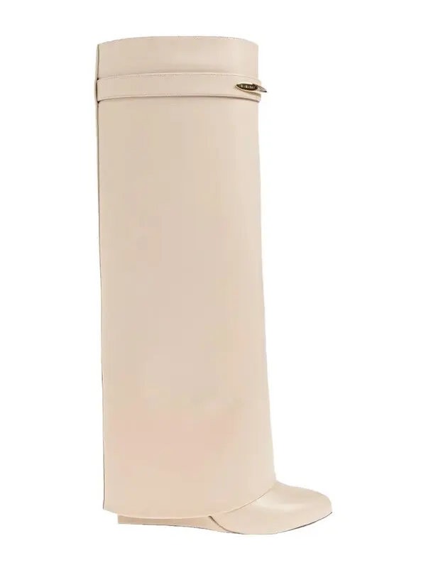 Givenchy Pointed-toe Leather Wedge Boots - Beige