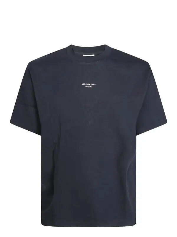 Drole De Monsieur Classic Slogan T-shirt In 100% Cotton - Nero