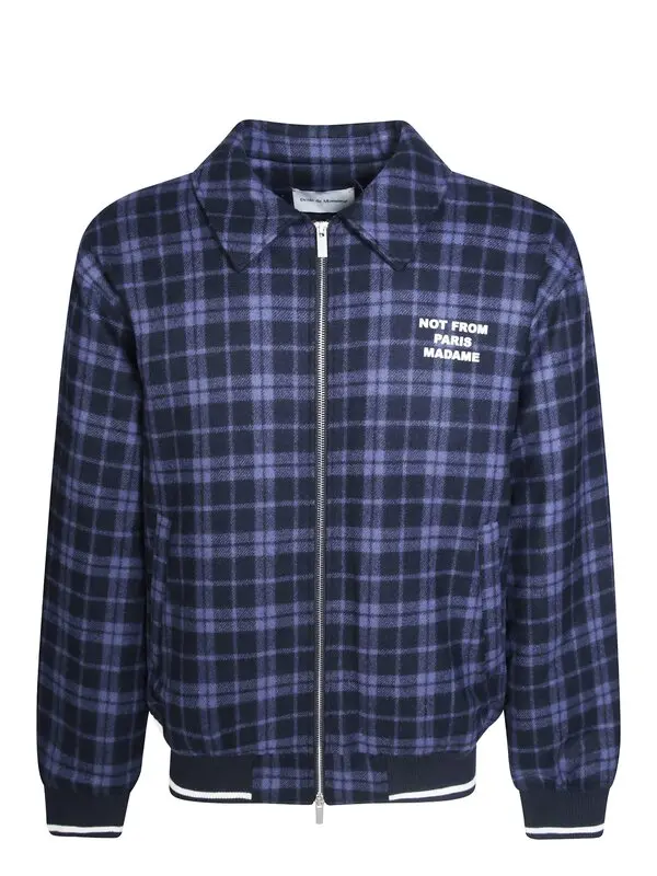 Drole De Monsieur Flannel Jacket With Script Detail - Blu