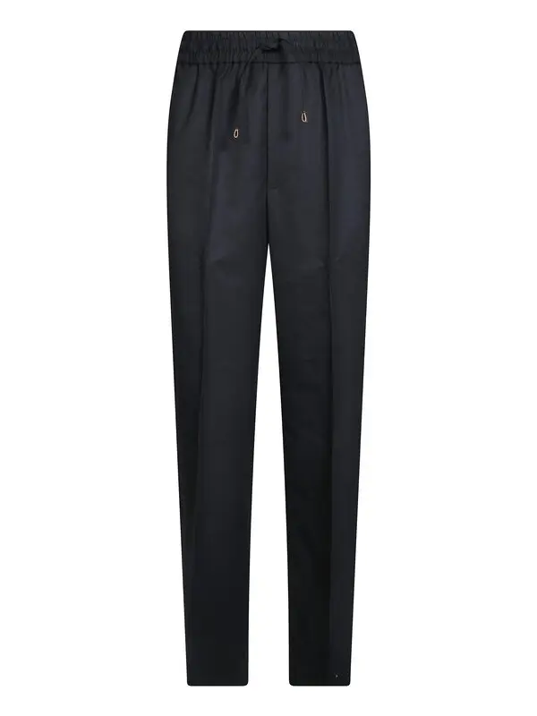 Drole De Monsieur Elastic Waist Wool-blend Pants - Nero