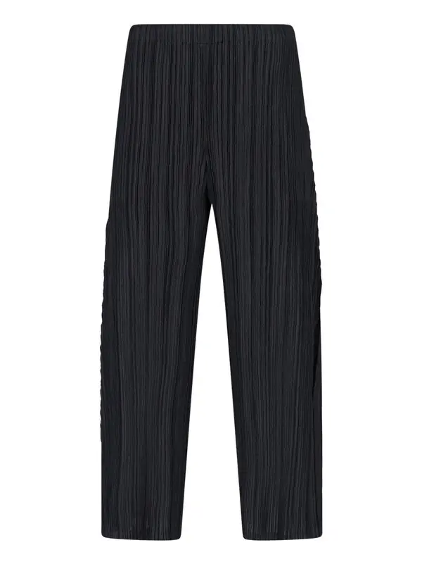 Issey Miyake Pleated Wide-leg Trousers - Black