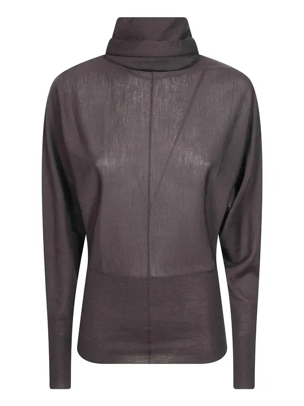 Soeur Sheer Turtleneck Long Sleeve Top - Marrone